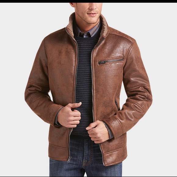 Pronto Uomo | Jackets & Coats | Pronto Uomo Brown Faux Shearling Modern ...